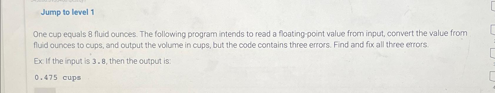Solved Jump to level 1One cup equals 8 ﻿fluid ounces. The | Chegg.com
