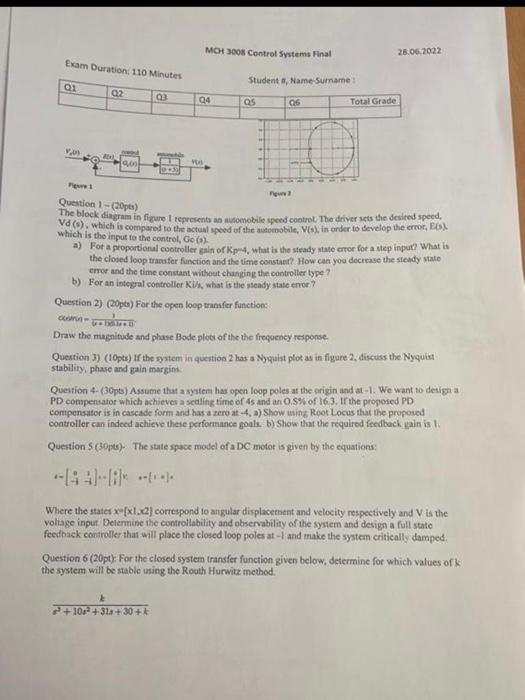 Solved Question 2) (20pts) For the open loop transfer | Chegg.com