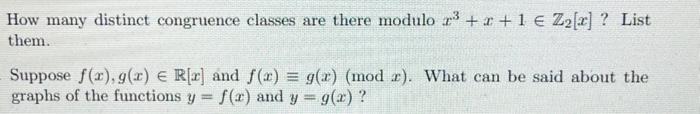 Solved How many distinct congruence classes are there modulo | Chegg.com