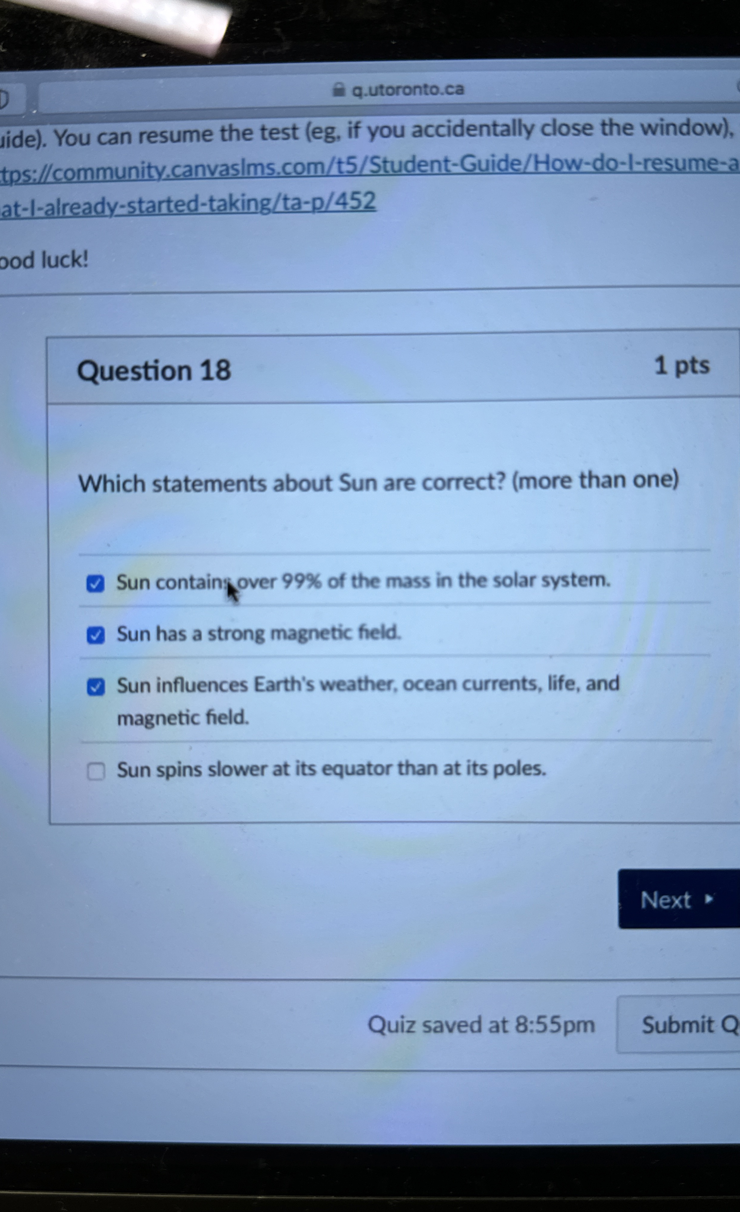 Solved Question 18Which statements about Sun are correct? | Chegg.com