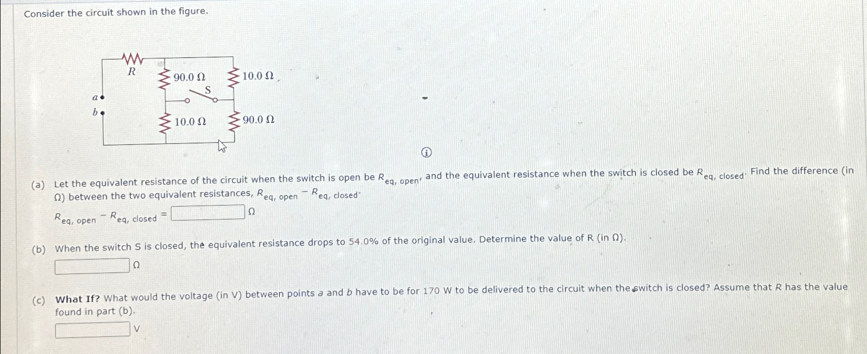 Solved Consider the circuit shown in the figure.(i) Ω ) | Chegg.com