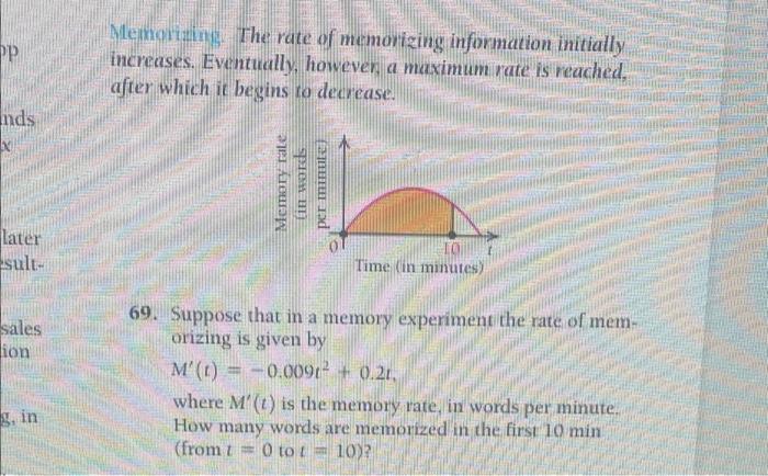Solved PP Memorizing The rate of memorizing information | Chegg.com