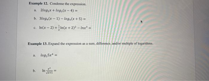 Solved Example 12. Condense the expression. a. | Chegg.com