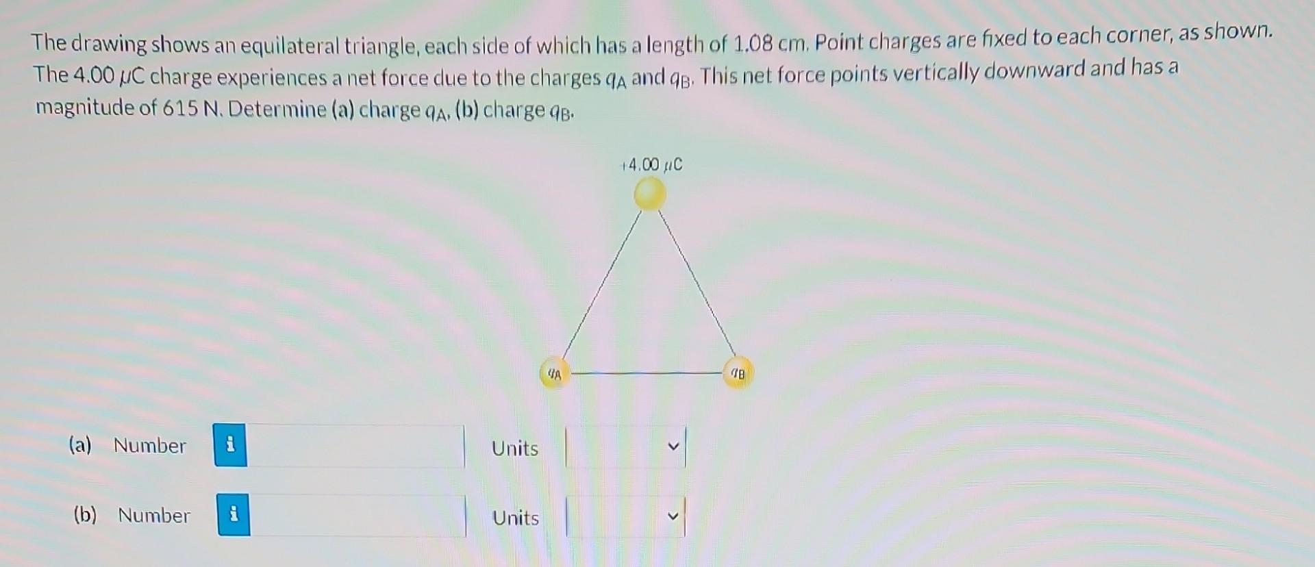 Solved The drawing shows an equilateral triangle, each side | Chegg.com