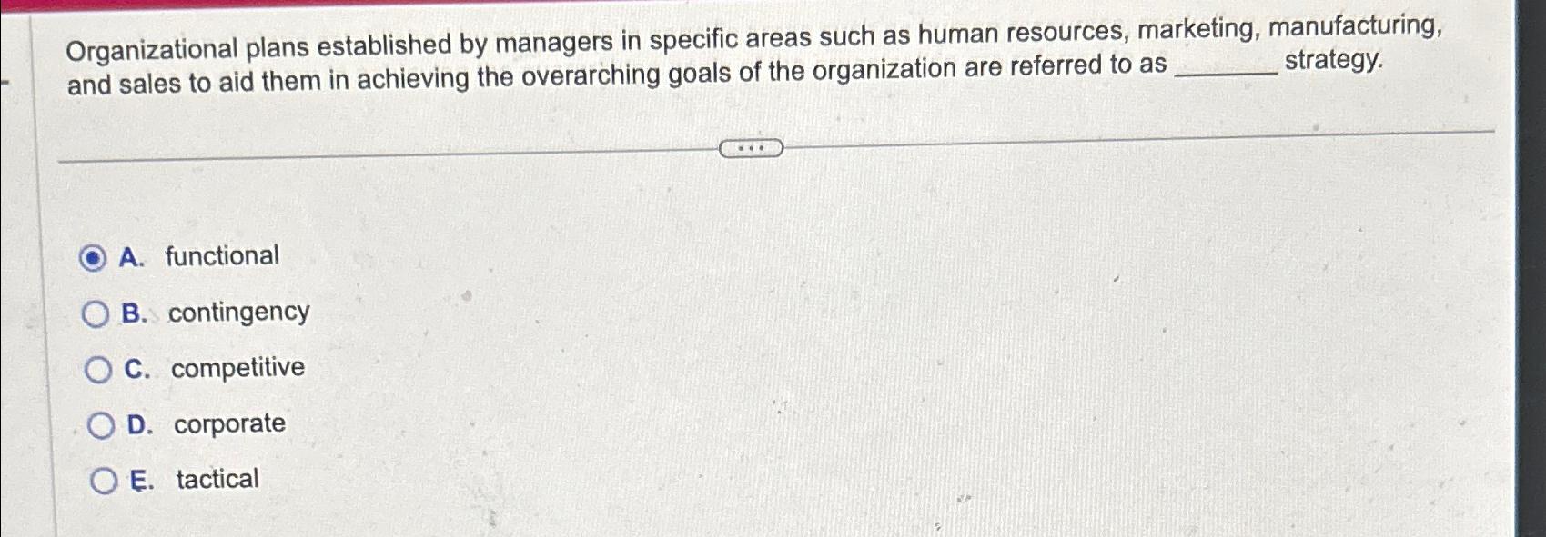 Solved Organizational plans established by managers in | Chegg.com