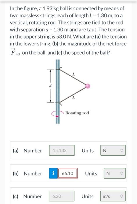 Solved In the figure, a 1.93 kg ball is connected by means | Chegg.com