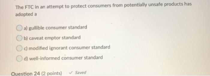 Solved The FTC in an attempt to protect consumers from | Chegg.com