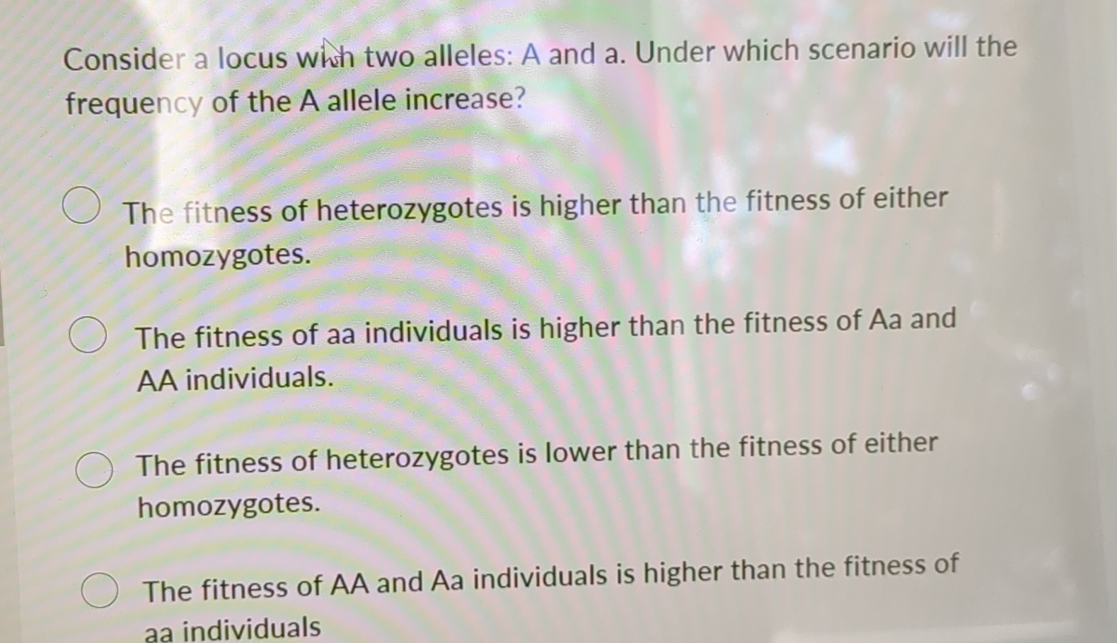Solved Consider a locus whith two alleles: A and a. ﻿Under | Chegg.com