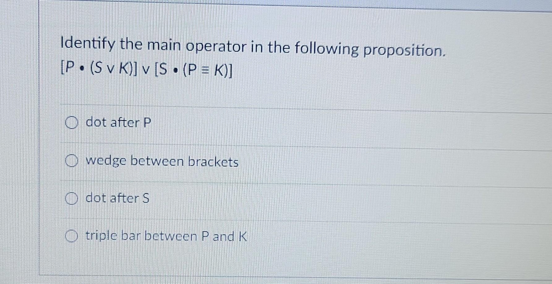 Identify the main operator in the following | Chegg.com