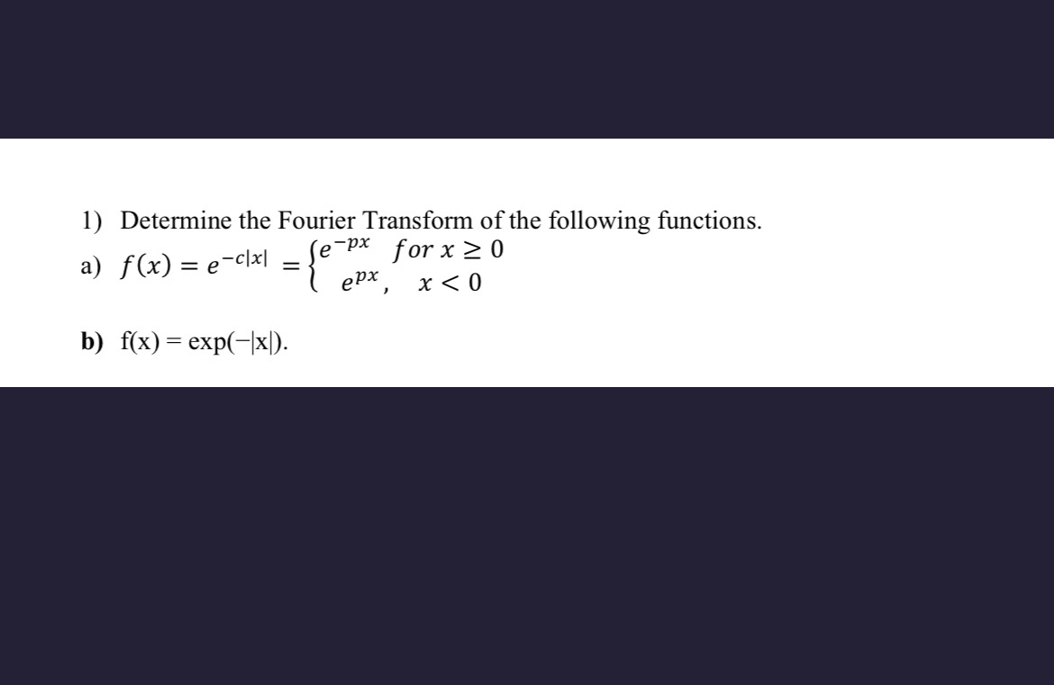 Solved Determine the Fourier Transform of the following | Chegg.com