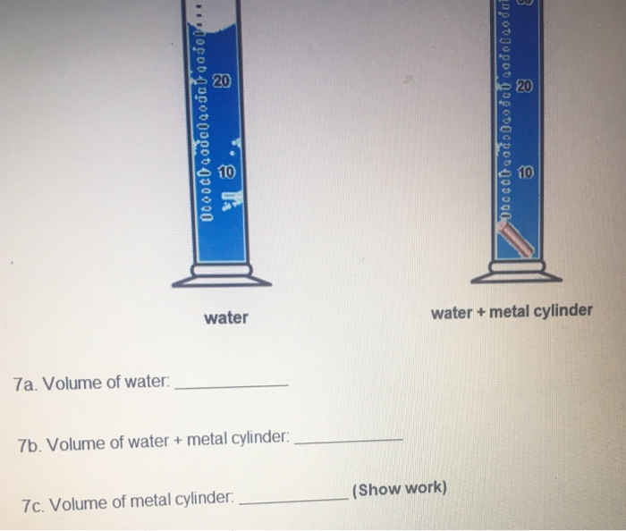 Solved Part 7. Measuring volume of solids by displacement of | Chegg.com