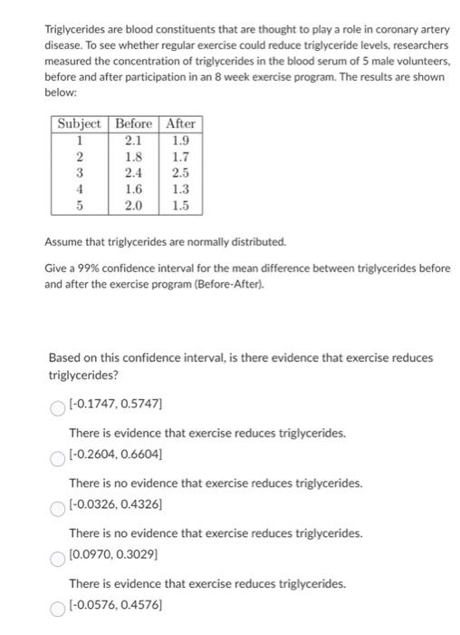 Solved Triglycerides are blood constituents that are thought | Chegg.com