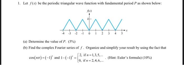 Solved 1. Let f(x) be the periodic triangular wave function | Chegg.com