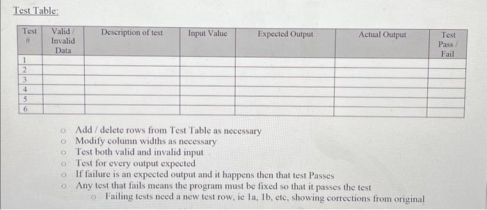 Solved USE C++ ONLY PLEASE! FILL IN A TABLE FOR EACH | Chegg.com