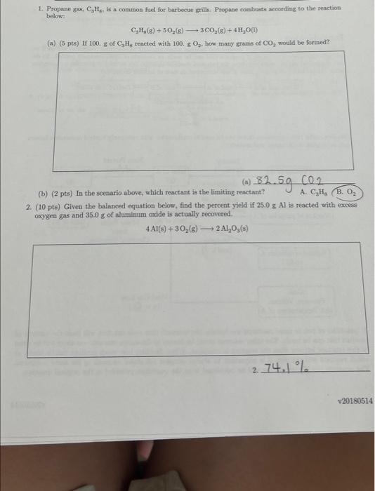 Solved 1. Propane gas, C3Hg, is a common fuel for barbecue | Chegg.com