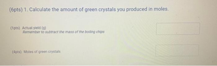 Solved Data and Report Submission - Synthesis of Green | Chegg.com