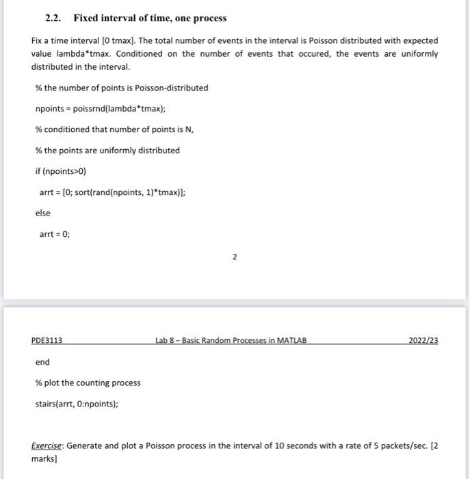 Solved 2.2. Fixed interval of time, one process Fix a time | Chegg.com