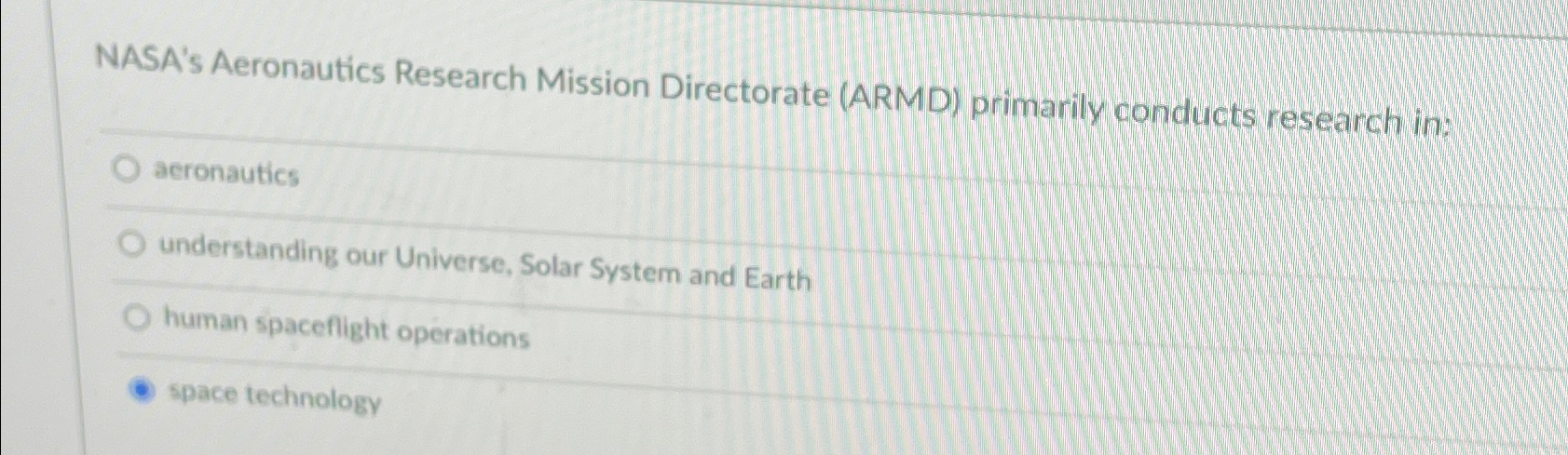 Solved NASA's Aeronautics Research Mission Directorate | Chegg.com Solved NASA's Aeronautics Research Mission Directorate | Chegg.com