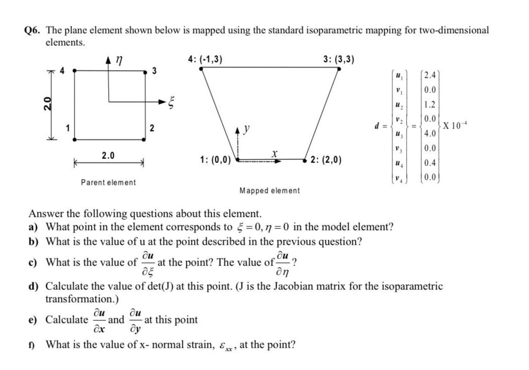 Solved Q6. The plane element shown below is mapped using the | Chegg.com