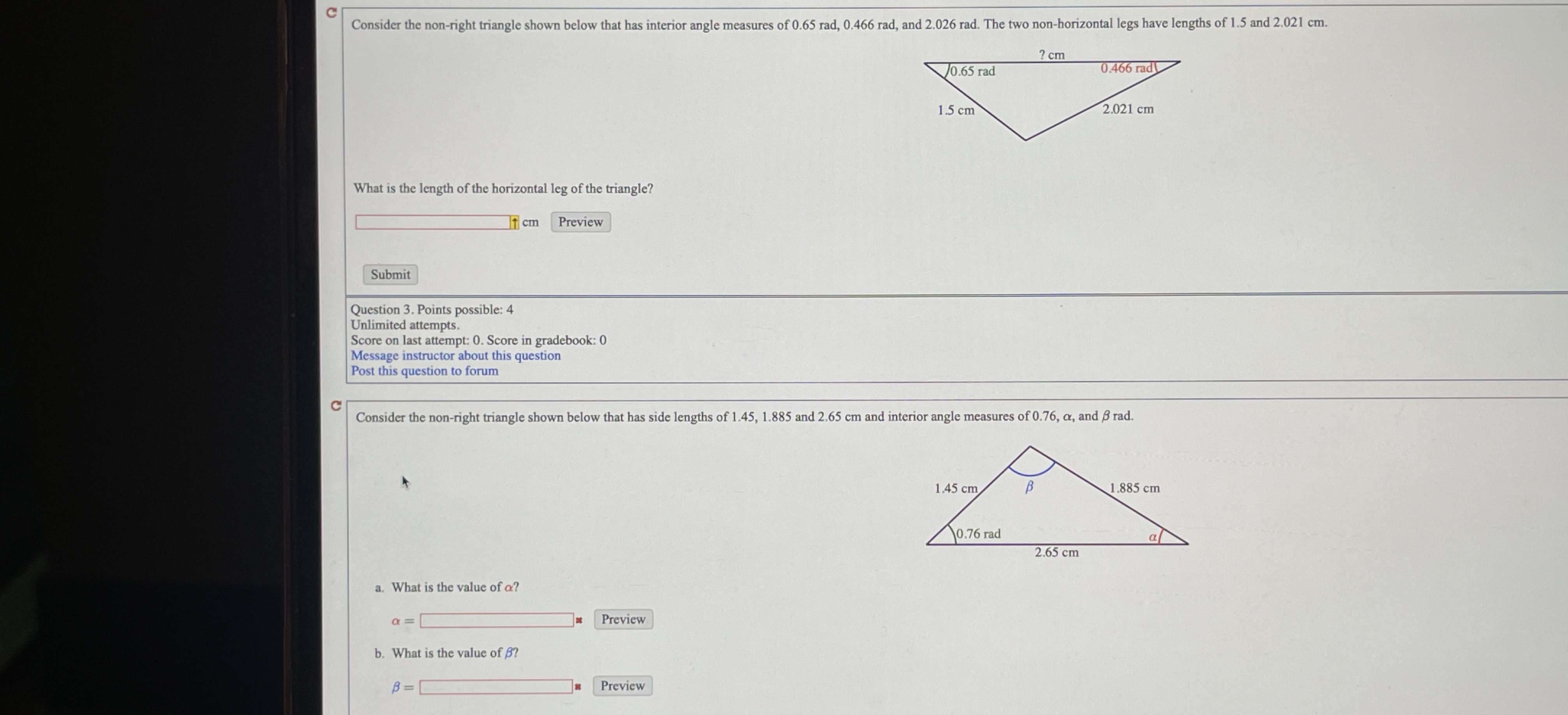 Solved Consider the non-right triangle shown below that has | Chegg.com