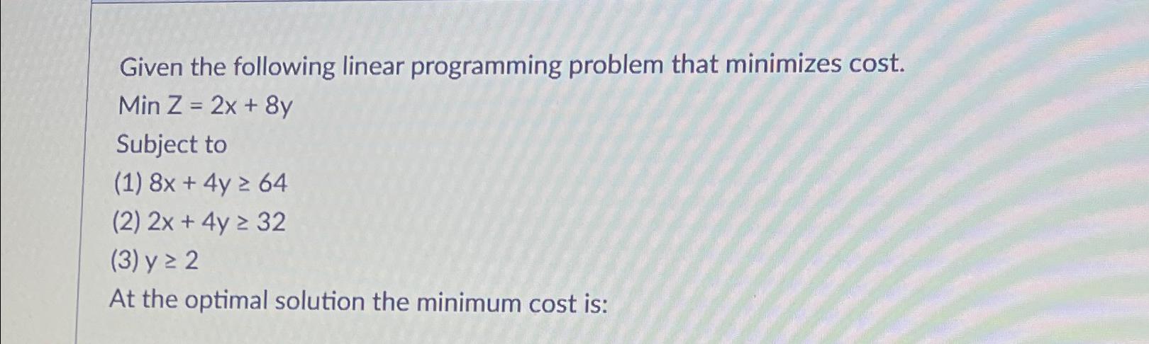 Given the following linear programming problem that | Chegg.com