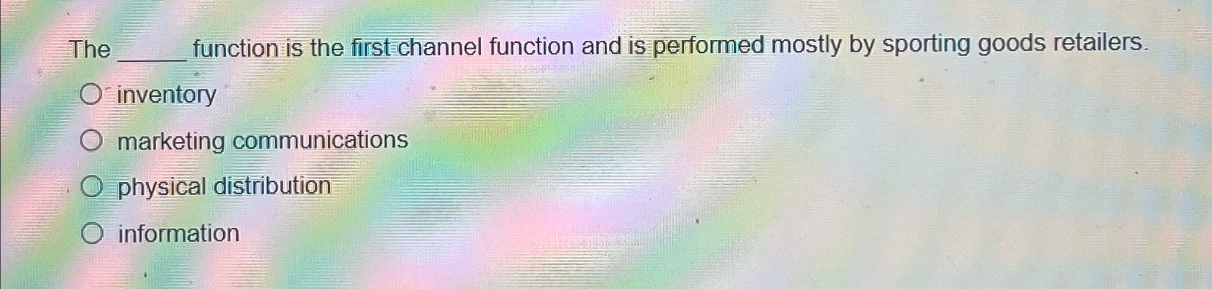 Solved The ﻿unction is the first channel function and is | Chegg.com