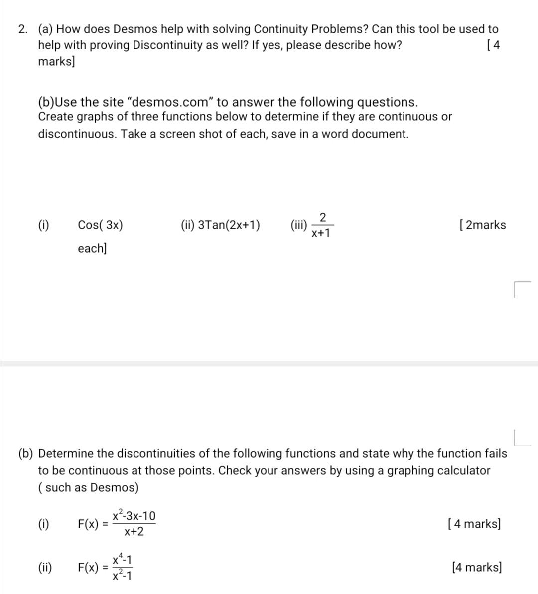 Solved 2. (a) How does Desmos help with solving Continuity | Chegg.com