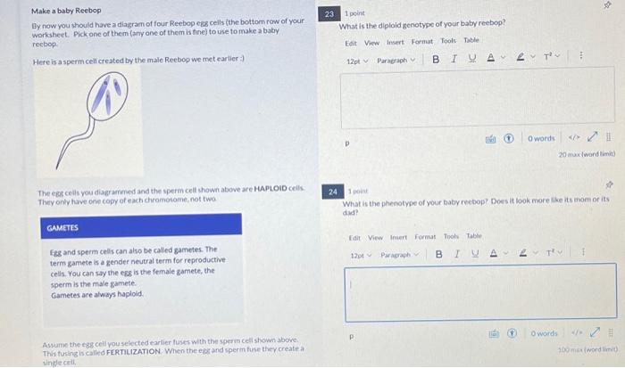 Solved Make a bsby Reebop By now you should have a diagram | Chegg.com