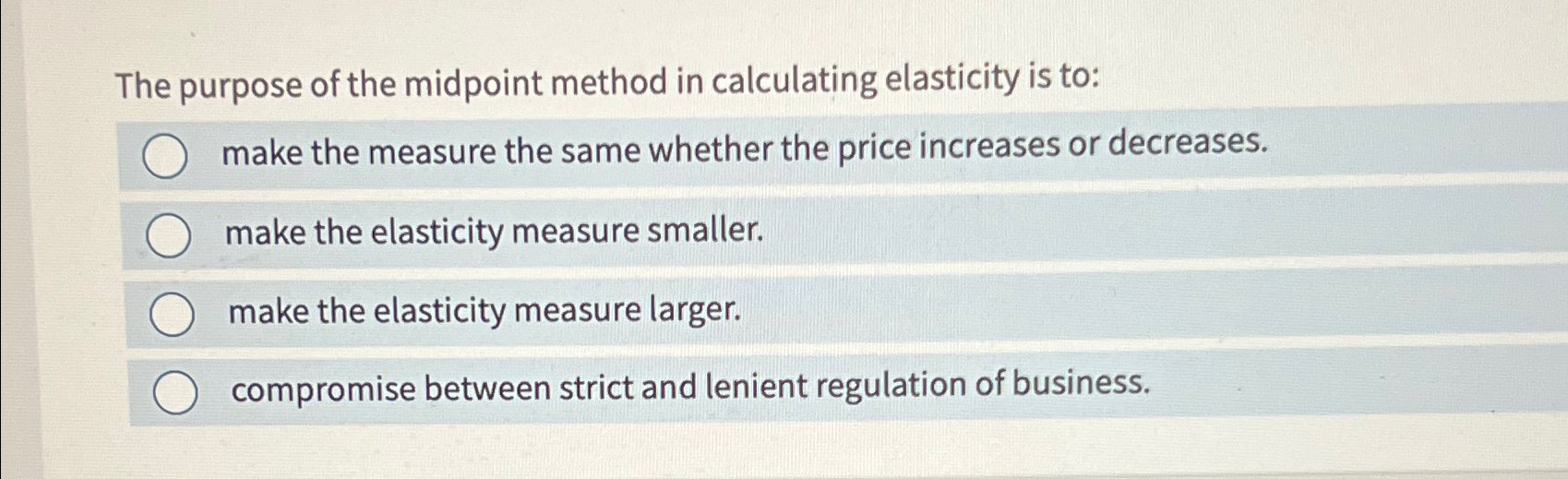 Solved The purpose of the midpoint method in calculating | Chegg.com
