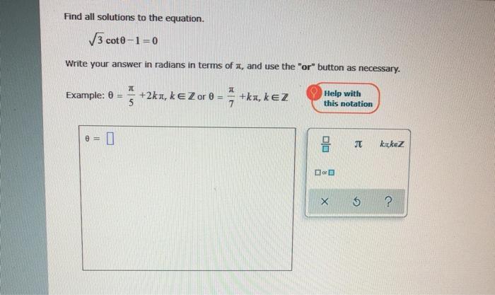 Solved Find all solutions to the equation. V3 cote-1=0 Write | Chegg.com