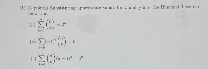 Solved (1) (3 points) Substituting appropriate values for x | Chegg.com Solved (1) (3 points) Substituting appropriate values for x | Chegg.com