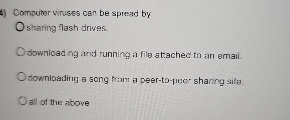 Solved Computer viruses can be spread bysharing flash | Chegg.com