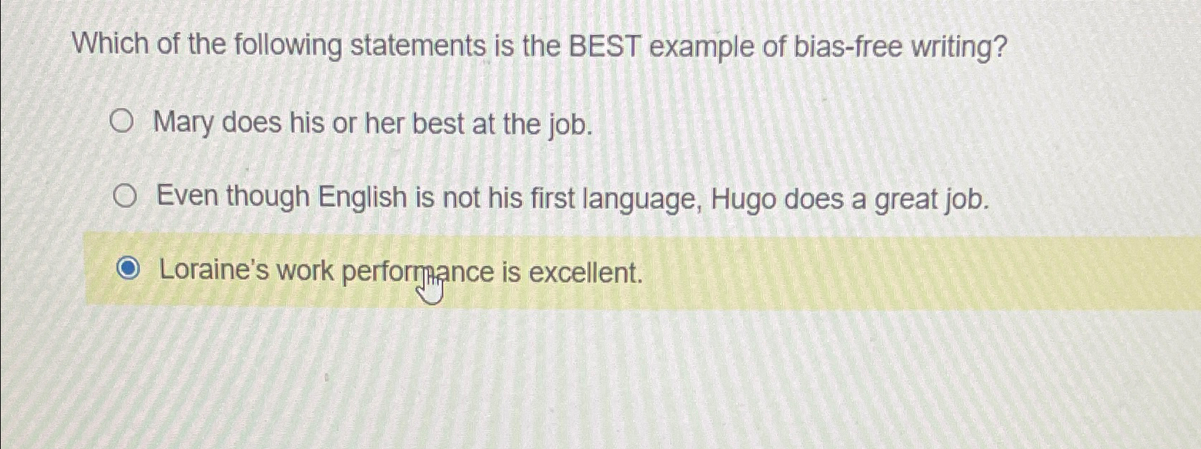 Solved Which of the following statements is the BEST example | Chegg.com