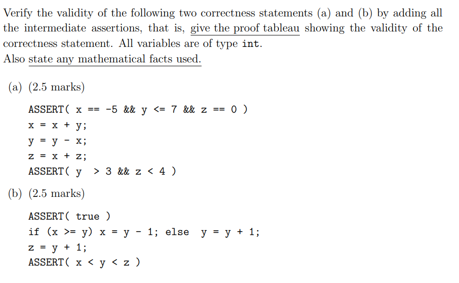 Solved Verify the validity of the following two correctness | Chegg.com