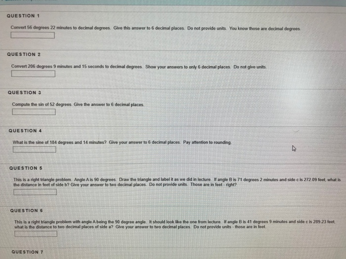 Solved QUESTION 1 Convert 56 degrees 22 minutes to decimal | Chegg.com