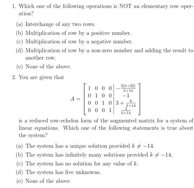 Solved 1. Which one of the following operations is NOT an | Chegg.com