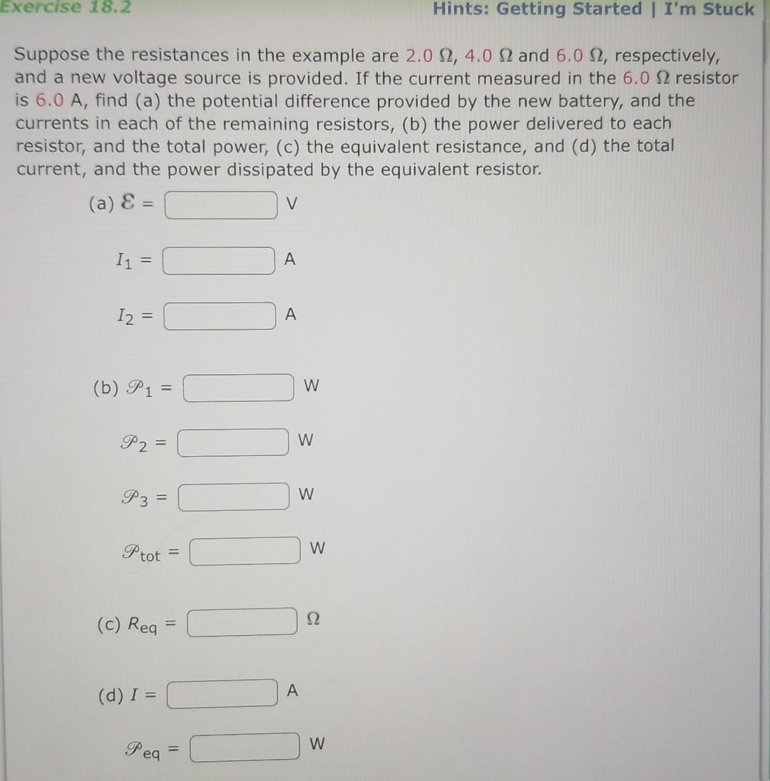 Exercise 18.2 Hints: Getting Started | I'm Stuck | Chegg.com