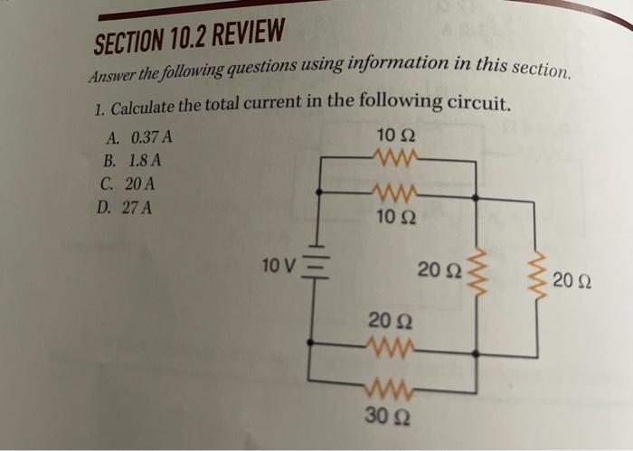 Solved SECTION 10.2 REVIEW Answer the following questions | Chegg.com