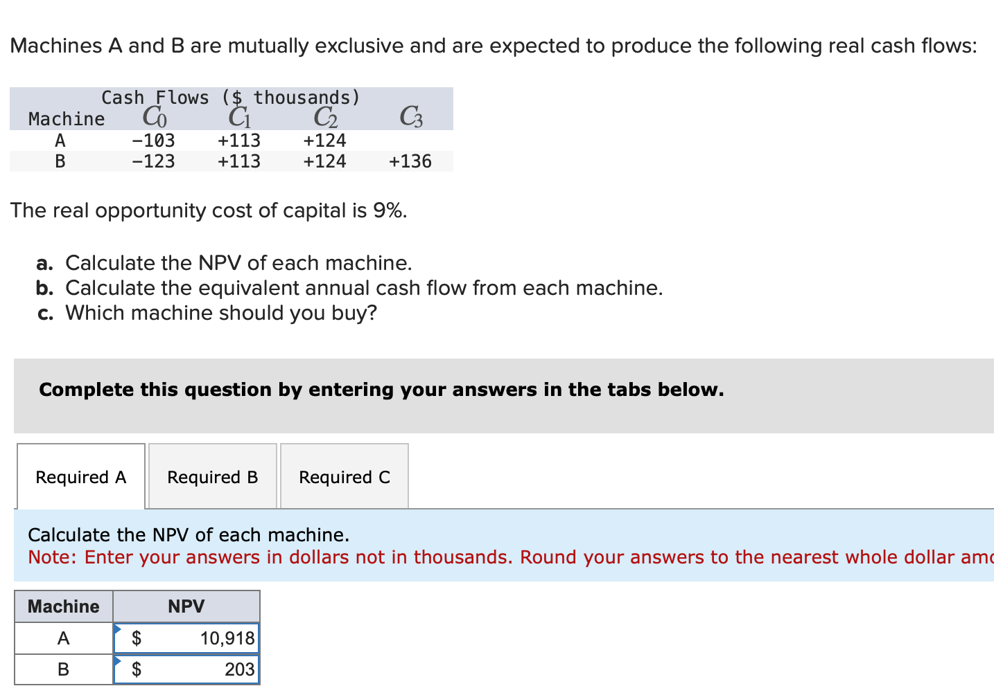 Solved Machines A and B are mutually exclusive and are | Chegg.com