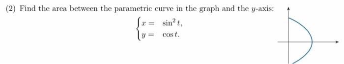 Solved 2) Find the area between the parametric curve in the | Chegg.com