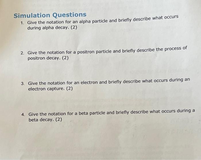 Solved Simulation Questions 1. Give the notation for an | Chegg.com