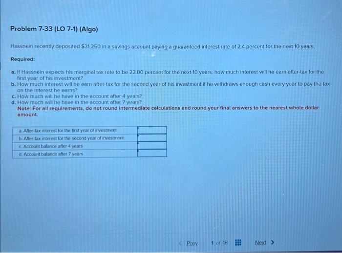 Solved Hassnein recently deposited $31,250 in a savings | Chegg.com