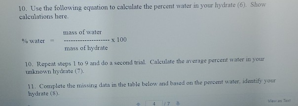 Solved 10. Use the following equation to calculate the | Chegg.com