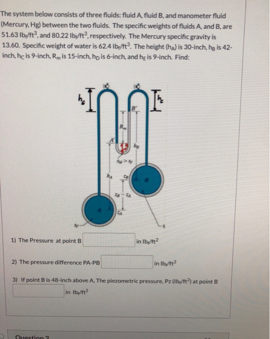 Solved The system below consists of three fluids: fluid A, | Chegg.com