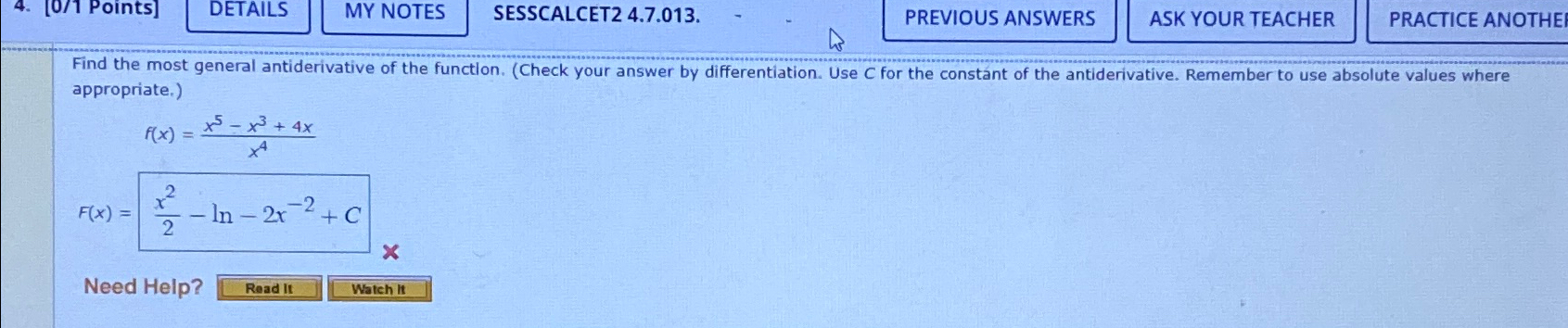 Solved Find the most general antiderivative of the function. | Chegg.com