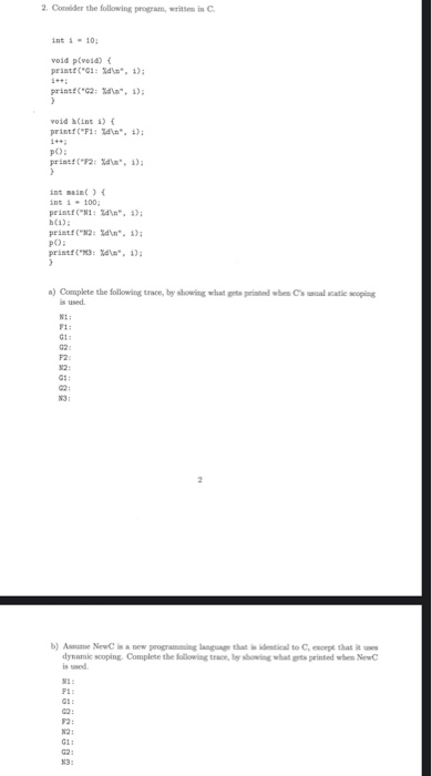 Solved 2. C ider the following p m , written in C at 10: | Chegg.com