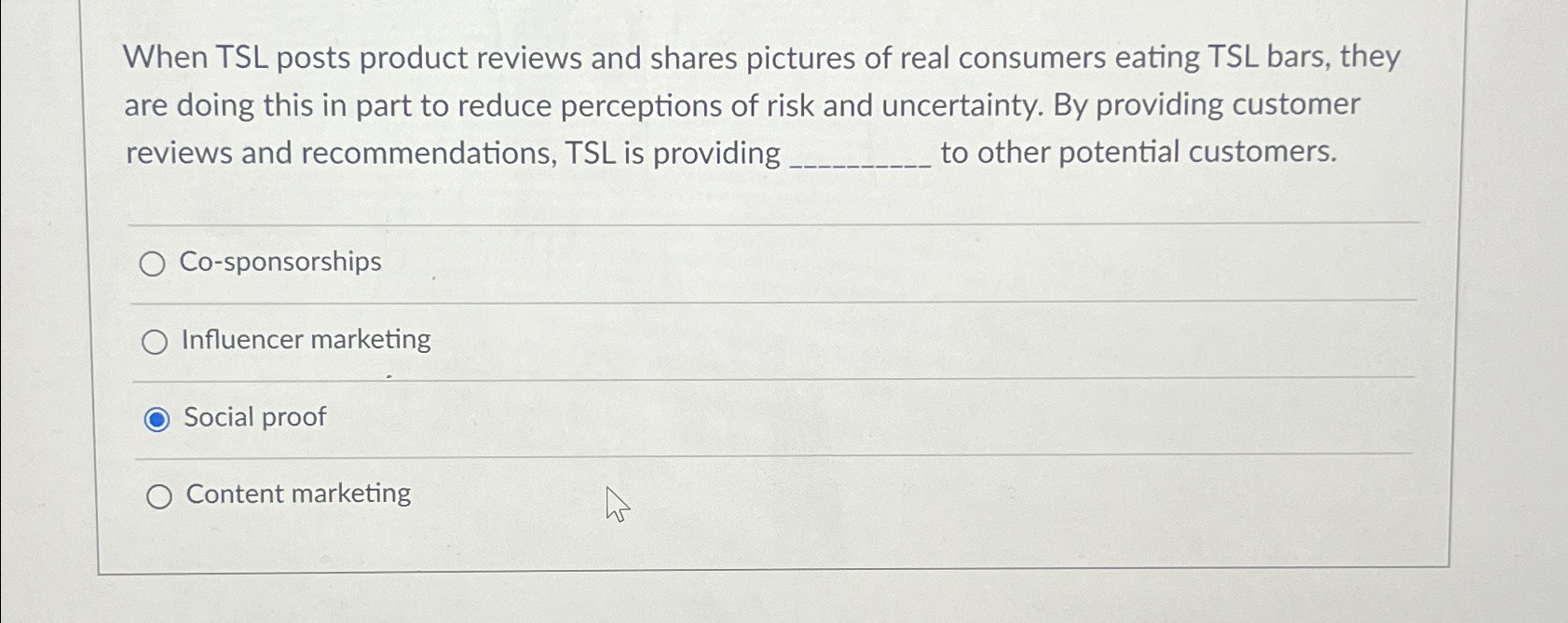 Solved When TSL posts product reviews and shares pictures of | Chegg.com