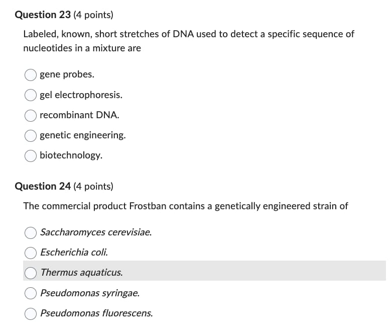 Solved Question 23 (4 ﻿points)Labeled, known, short | Chegg.com