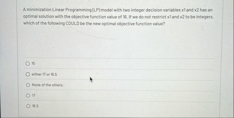 Solved A minimization Linear Programming (LP) ﻿model with | Chegg.com