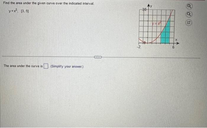 Solved Find the area under the given curve over the | Chegg.com